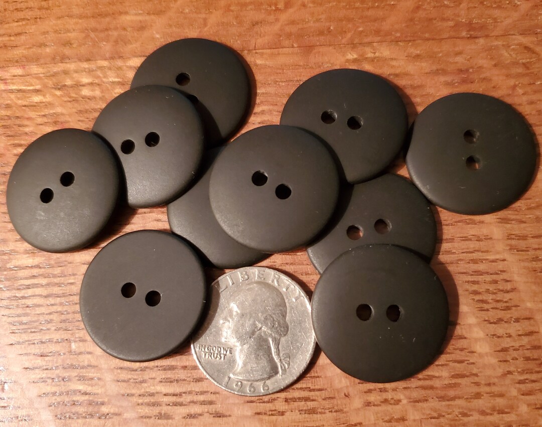 25MM Matte Black Buttons 10 Plastic One Inch 40L 2-hole Sew on Sewing ...