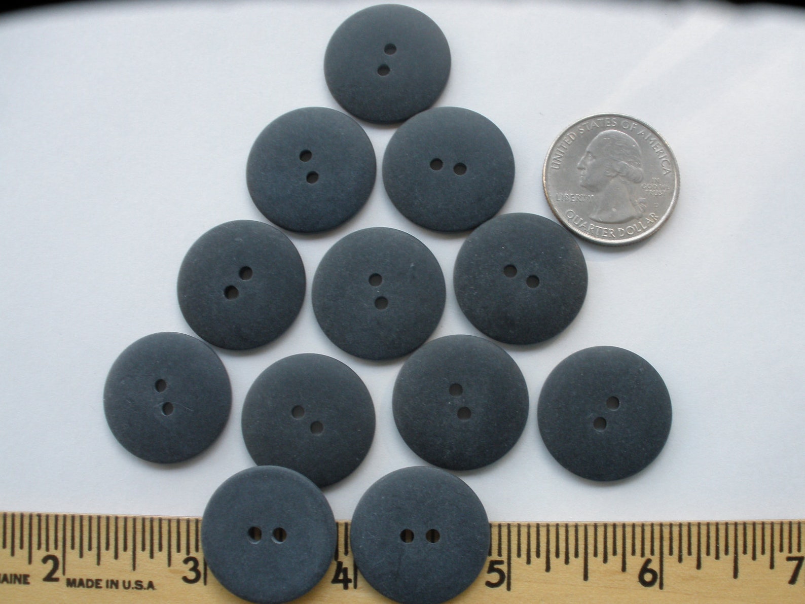 22MM Matte Black Buttons 12 Plastic 7/8" 36L 2-hole Sew on Sewing ...