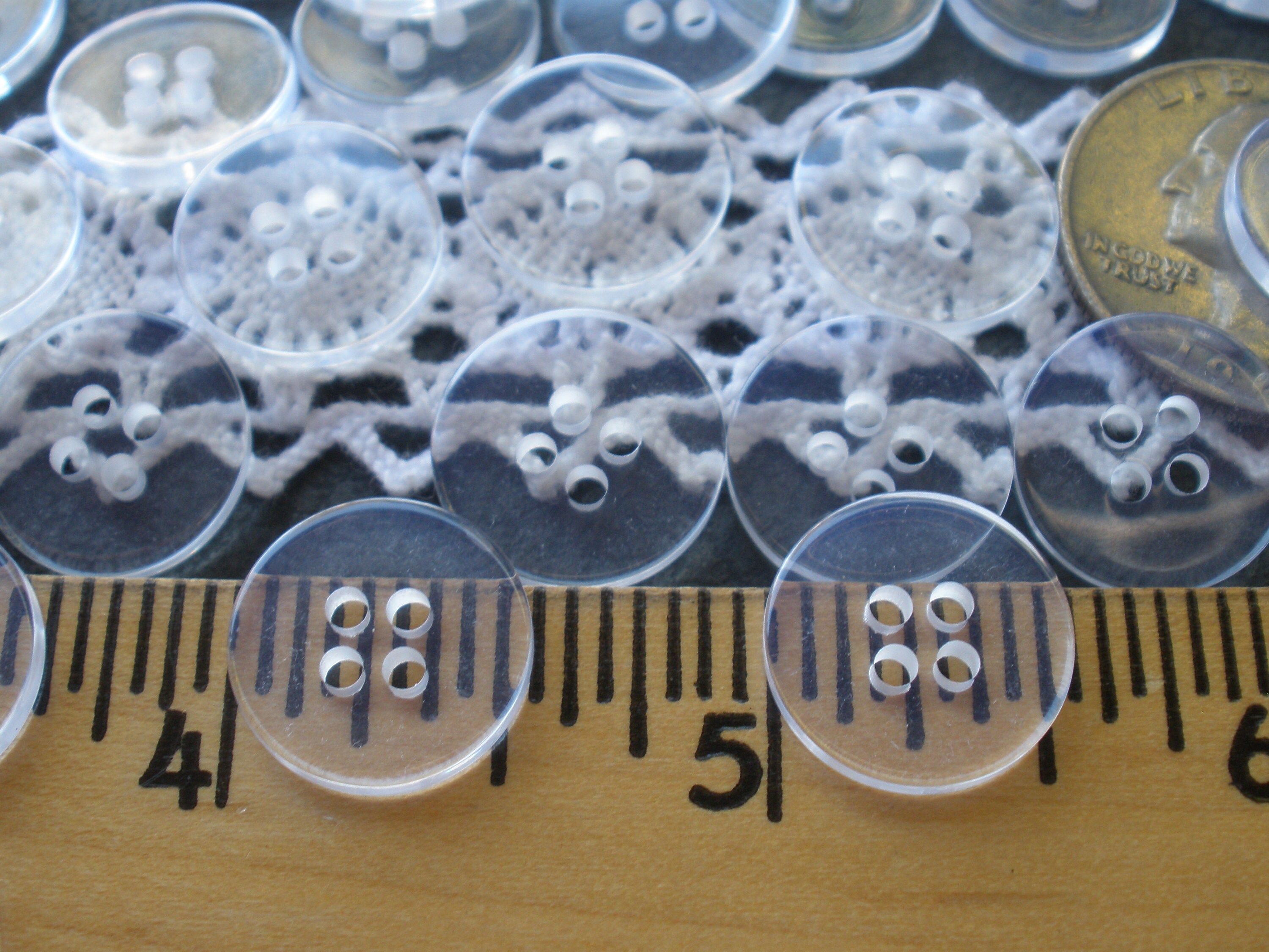 Crystal Clear Lead Free Buttons 15MM 23L 4-hole Plastic Sew on Costume ...