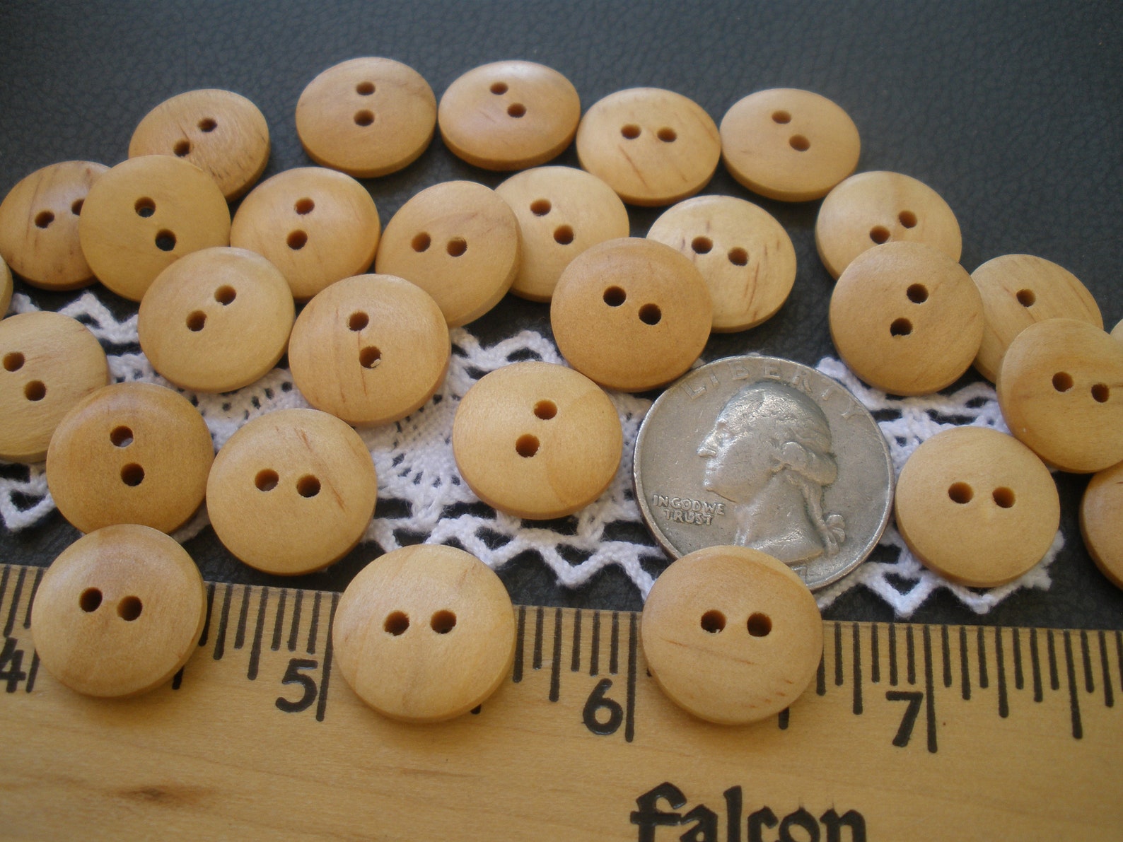 Rounded Wooden Buttons 15MM Light Wood Wax Finish 24L 5/8" Natural 2 ...