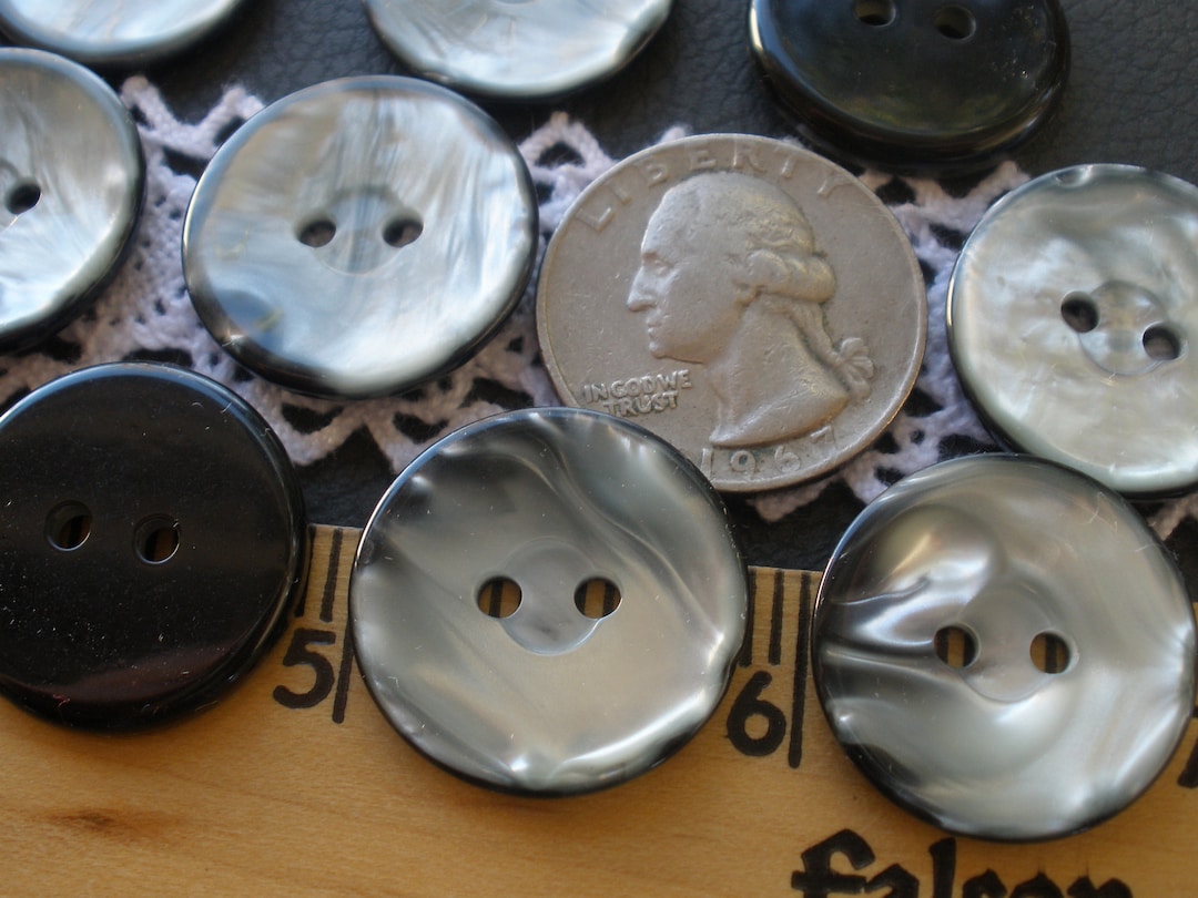 Pearlized Gray Plastic Buttons 22mm (36L 7/8") 2-hole Sew on Metallic ...