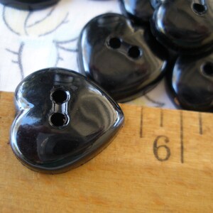 Shiny Black Heart Buttons 16MM 2-hole Sew-on Sewing Crafts Scrapbook ...