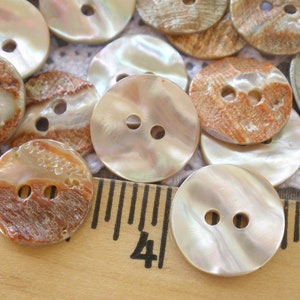 15MM Abalone Shell Buttons Natural 5/8" 24L Pearly Rose Rainbow MOP ...