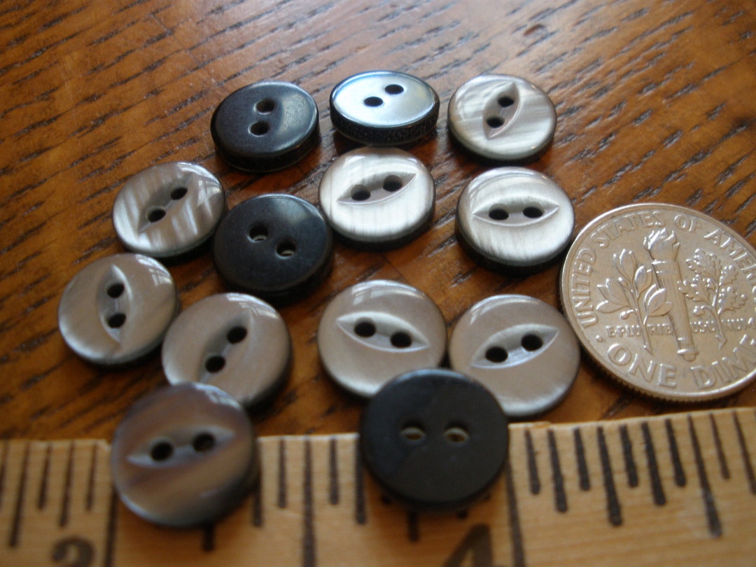 Cool Tiny Shiny Buttons 12 Size 16L 9.5mm 3/8 Plastic Catseye 2 Hole ...