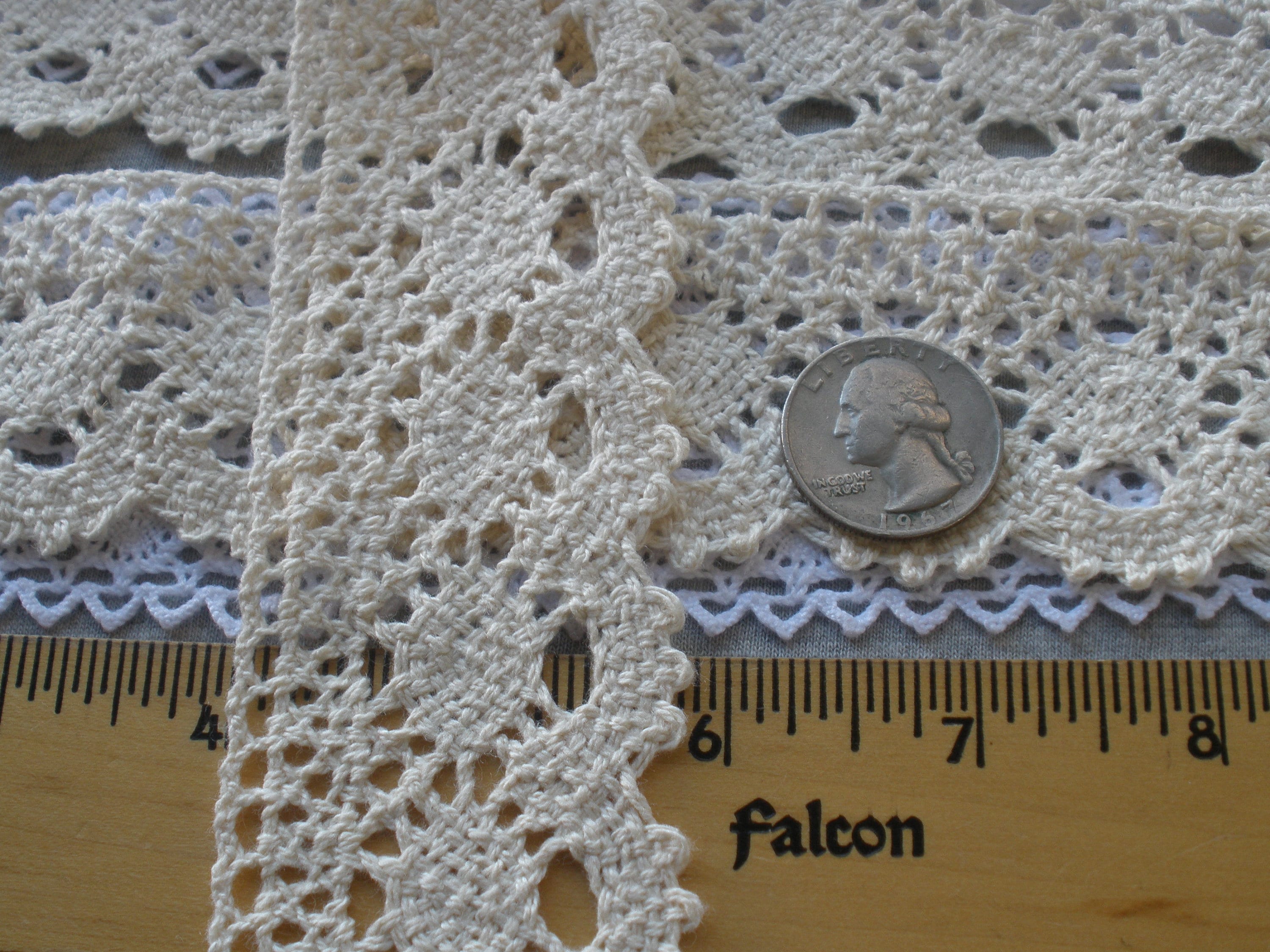 Ecru Natural Color Lace Cotton Trim 1 7/8 Wide Crochet | Etsy