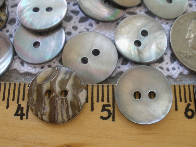 Pearl Smoke Real Shell Buttons MOP Natural 17MM 11/16" Buttons Size 28L ...