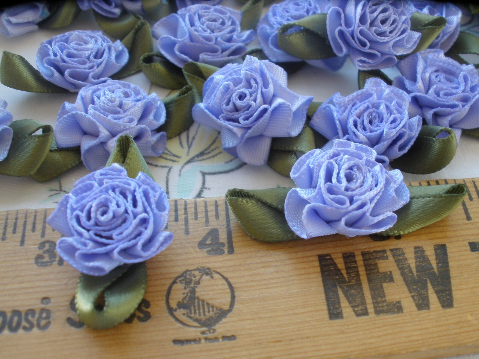 Lavender Ribbonwork Flowers Cabbage Ribbon Roses .75" Embellish T-shirt ...