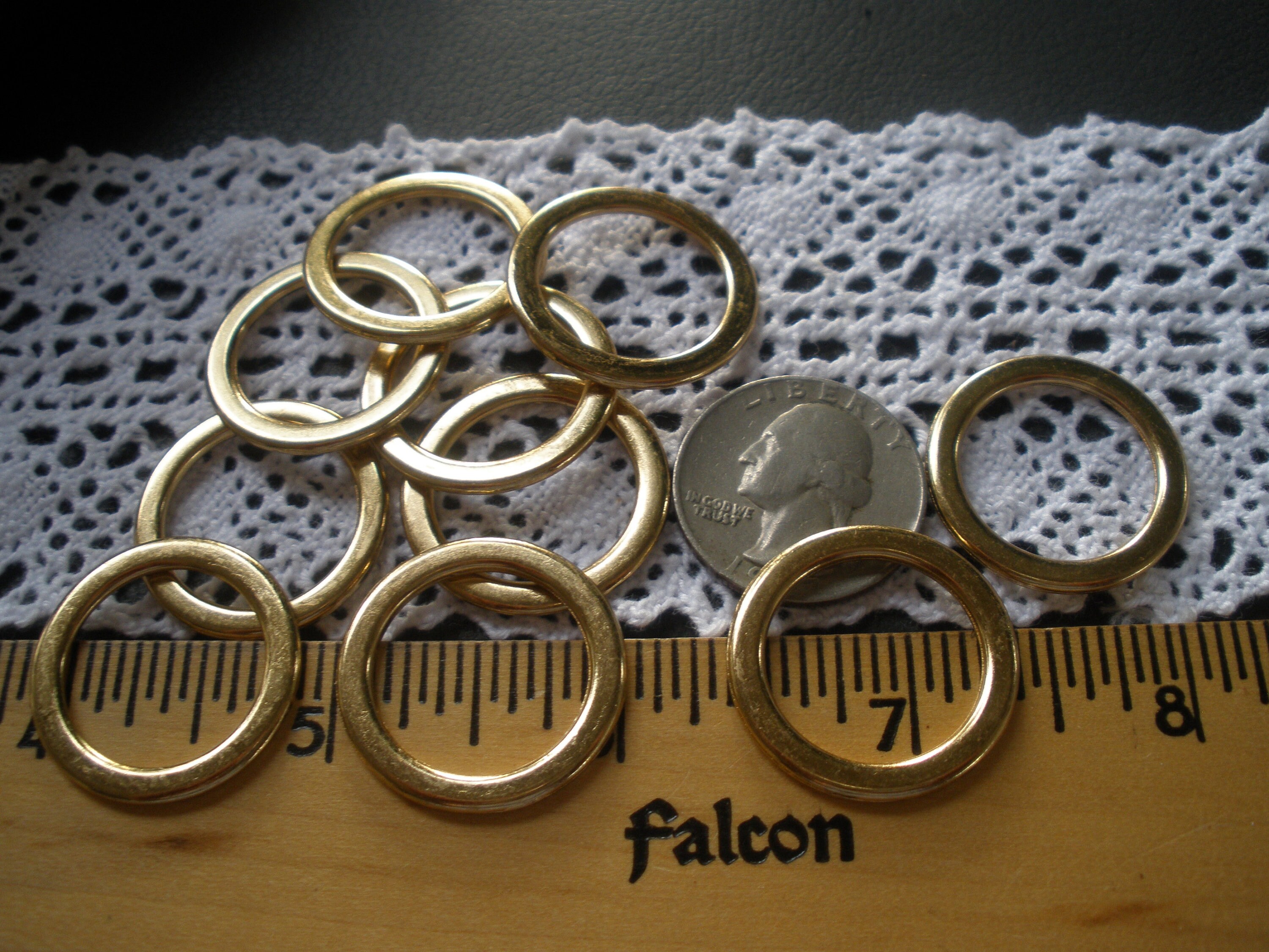 26MM OD / 20MM ID Metal Flat O Rings Light Gold Color Round 1" Buckle 6 ...