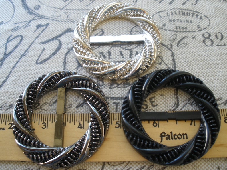 Steampunk Buckle Variety Textured Matte Black Silver & Gunmetal Gray ...