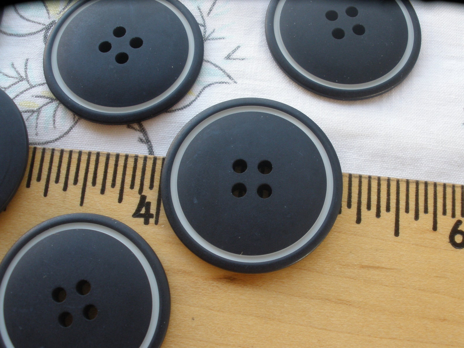 Matte Charcoal Black Coat Buttons White Rim Detail 45L 1 - Etsy