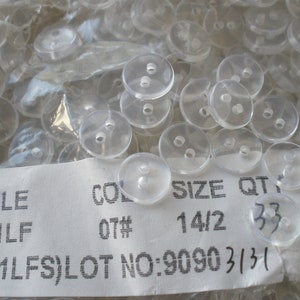 Tiny Clear 2-hole Buttons Flatback 24 Plastic 9MM 14L Sew-on Sewing ...