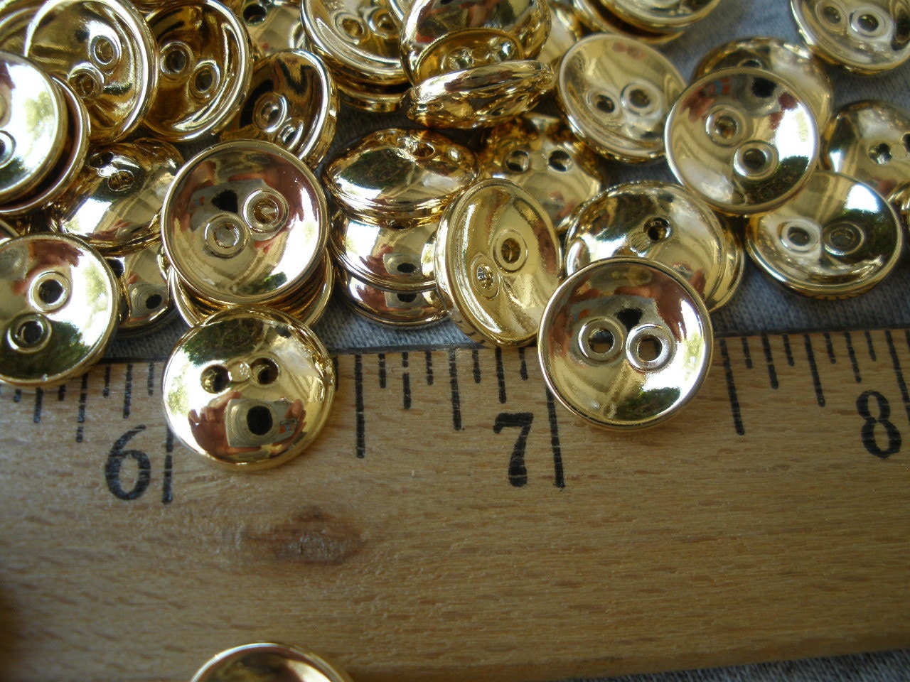 Gold Buttons Tiny 12mm concave Buttons 48 Plastic 18L 2 hole | Etsy
