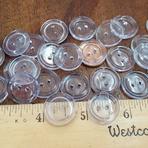 Cool Clear Vintage Buttons 3/4" 19MM 2 Hole Rim Size 30L Sewing Sew on ...
