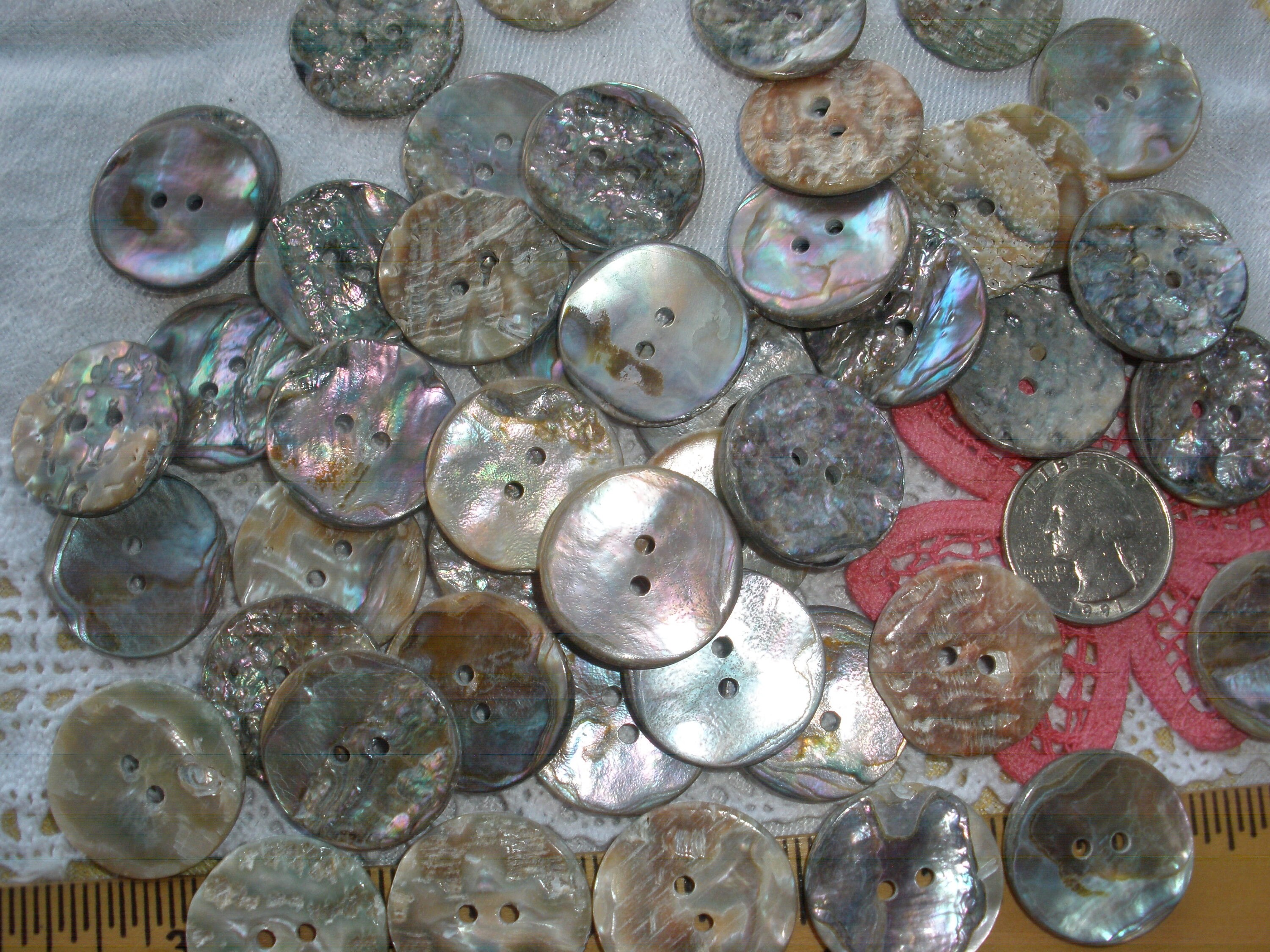 Rustic Unpolished 25MM Rainbow Abalone Shell Buttons Natural 1 Inch 40L ...
