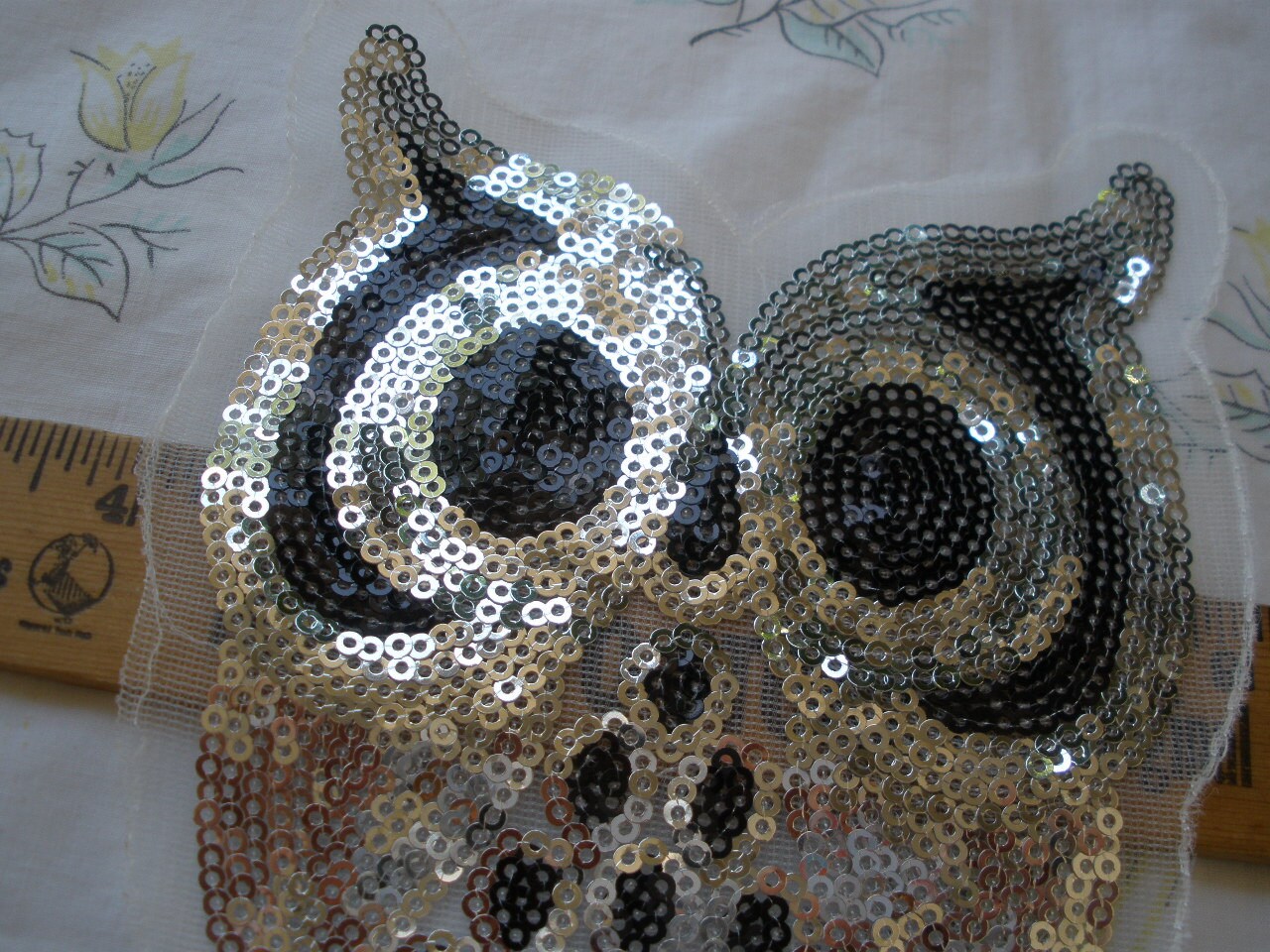 Sequin Owl Applique Embellishment on White Tulle Embellish | Etsy