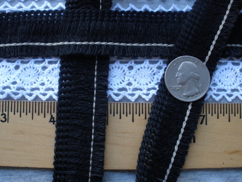 Basic Black Brush Fringe Trim 25mm 1 Inch Wide Retro BTY Yards - Etsy