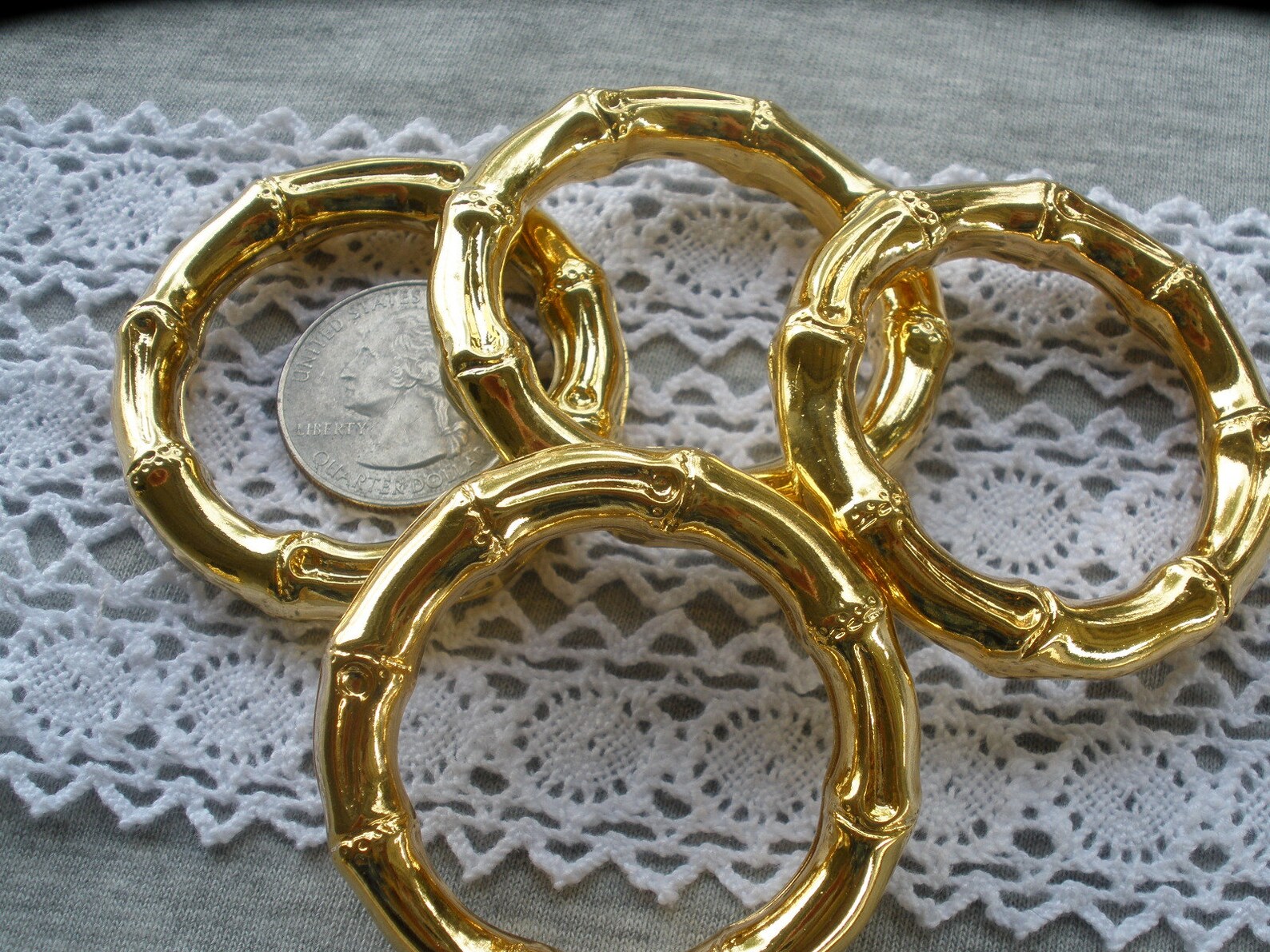 Hollow Gold Color Macrame Rings 1 7/8 Bamboo Shape - Etsy