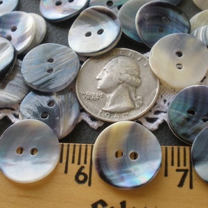 17MM Blue Mussel Shell Buttons 28L 11/16" MOP Pearl 2 Hole Sew on 13 ...