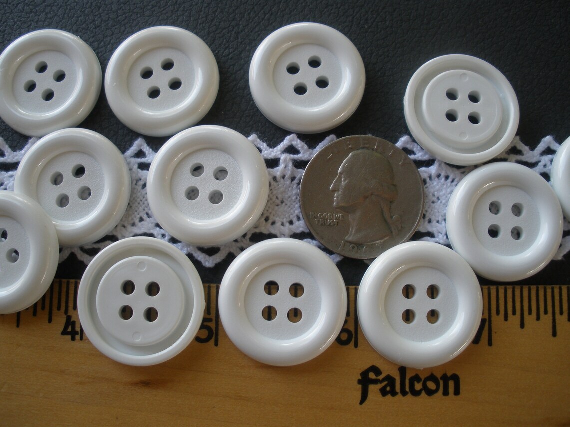 Basic White Plastic Shiny Rim Buttons 23MM 36L Matte Textured - Etsy