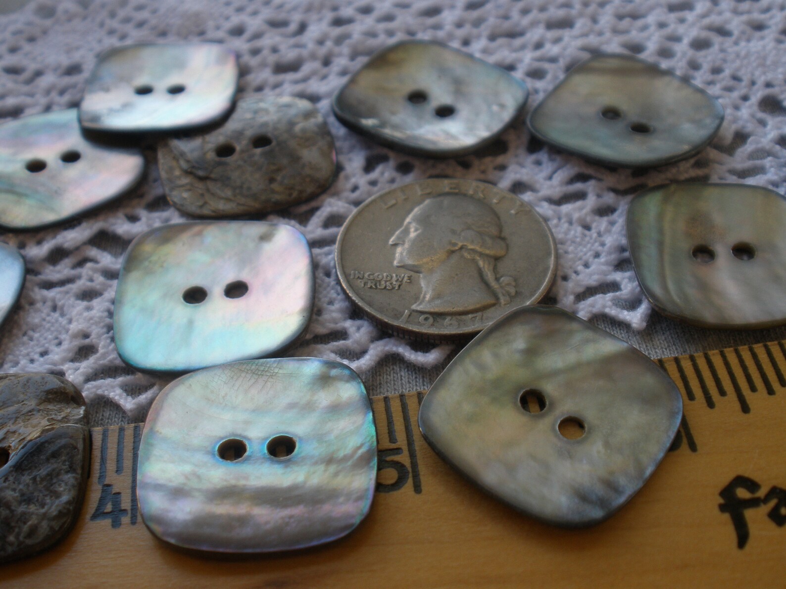 Square Smoke MOP Shell Buttons 20mm by 25mm 40L 1 Inch Agoya 2 Hole Sew ...