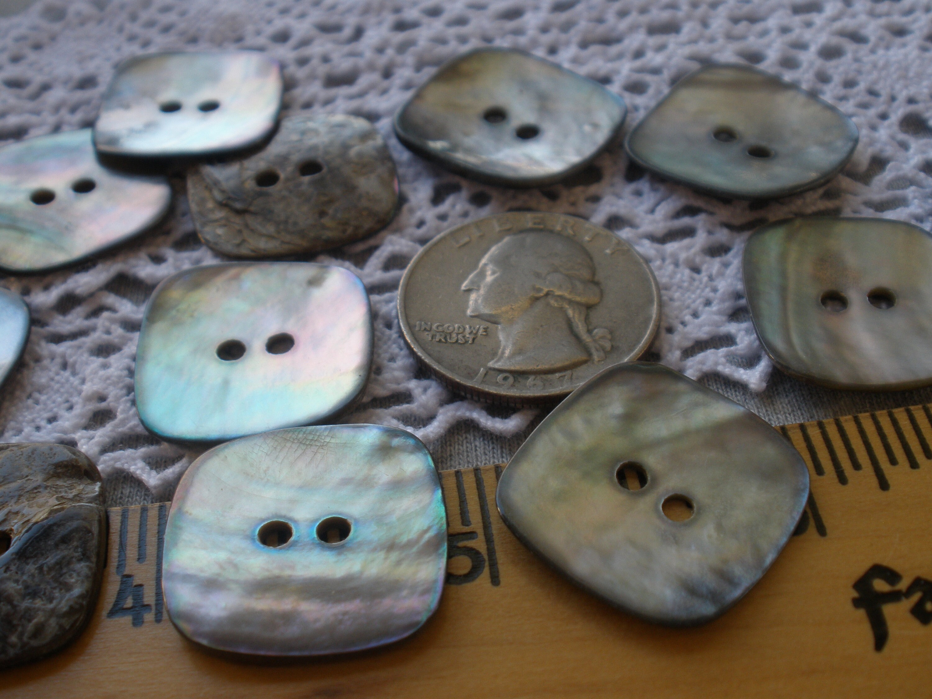 Square Smoke MOP Shell Buttons 20mm by 25mm 40L 1 Inch Agoya 2 Hole Sew ...