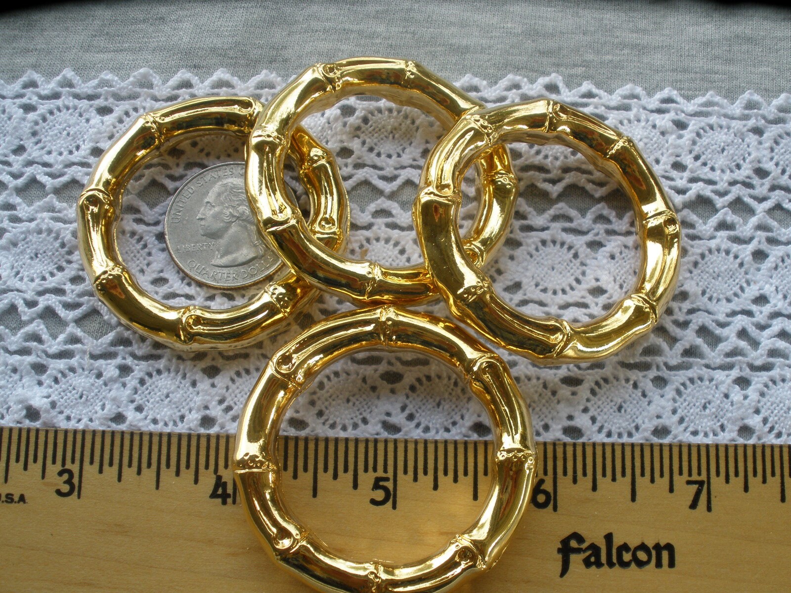 Hollow Gold Color Macrame Rings 1 7/8 Bamboo Shape - Etsy