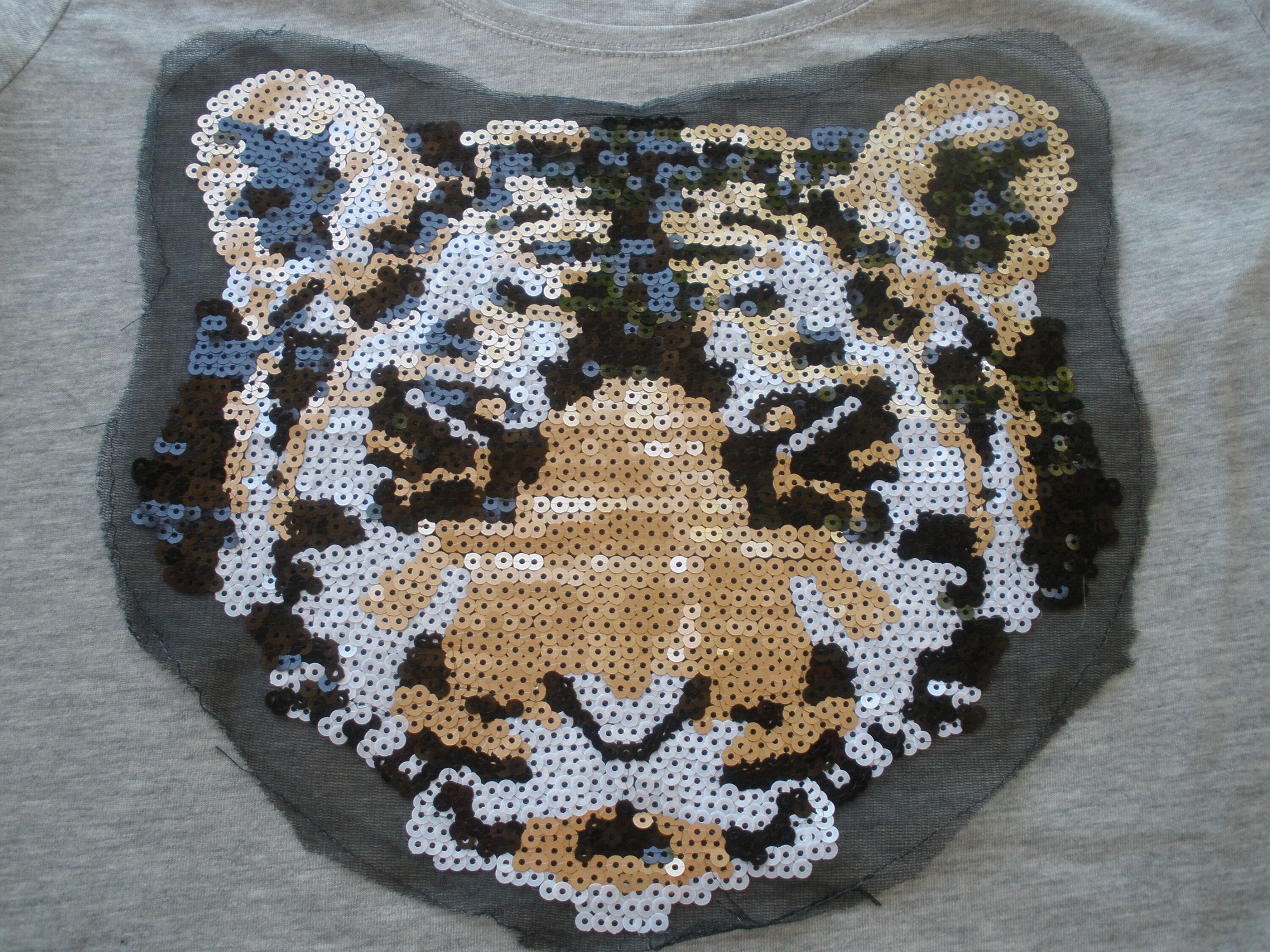 Sequin Tiger Large Applique Embellishment on Black Tulle | Etsy