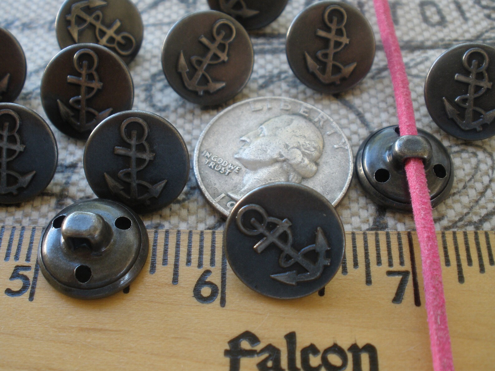 15MM Dull Silver Gunmetal Tone Anchor Pattern Buttons Shank | Etsy