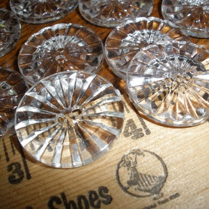 Cool Clear Vintage Buttons 7/8 22MM 2 Hole Crystal Cut Plastic Size 36L ...