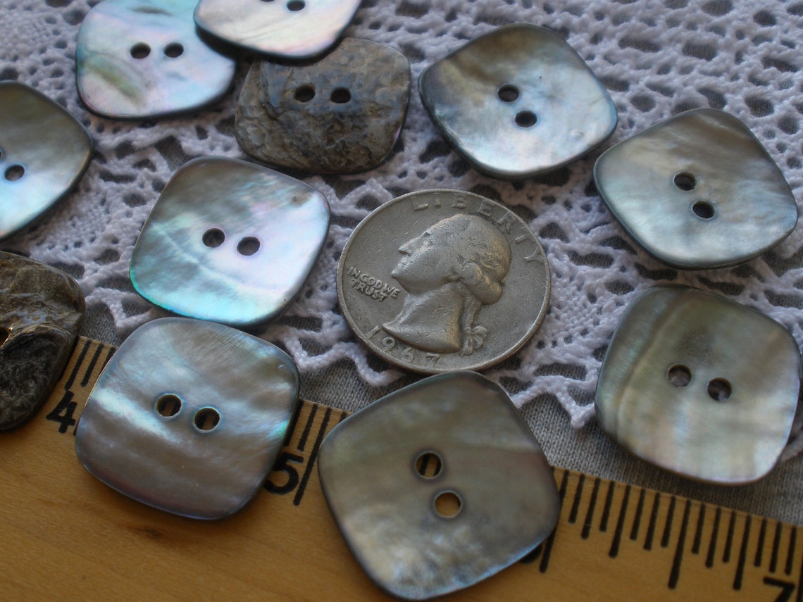 Square Smoke MOP Shell Buttons 20mm by 25mm 40L 1 Inch Agoya 2 Hole Sew ...