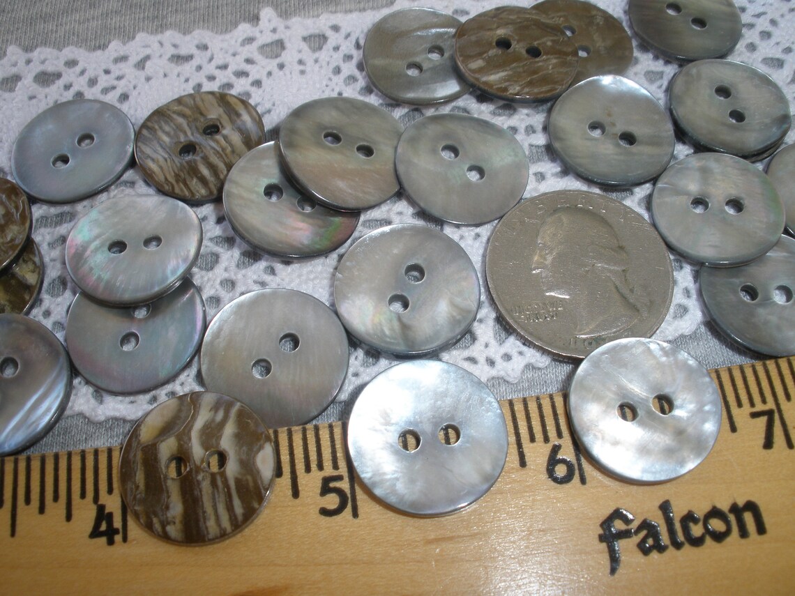 Pearl Smoke Real Shell Buttons MOP Natural 17MM 11/16 - Etsy UK