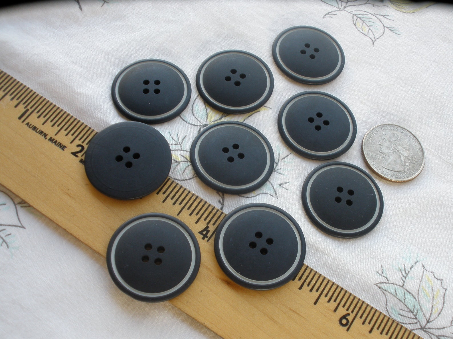 Matte Charcoal Black Coat Buttons White Rim Detail 45L 1 - Etsy
