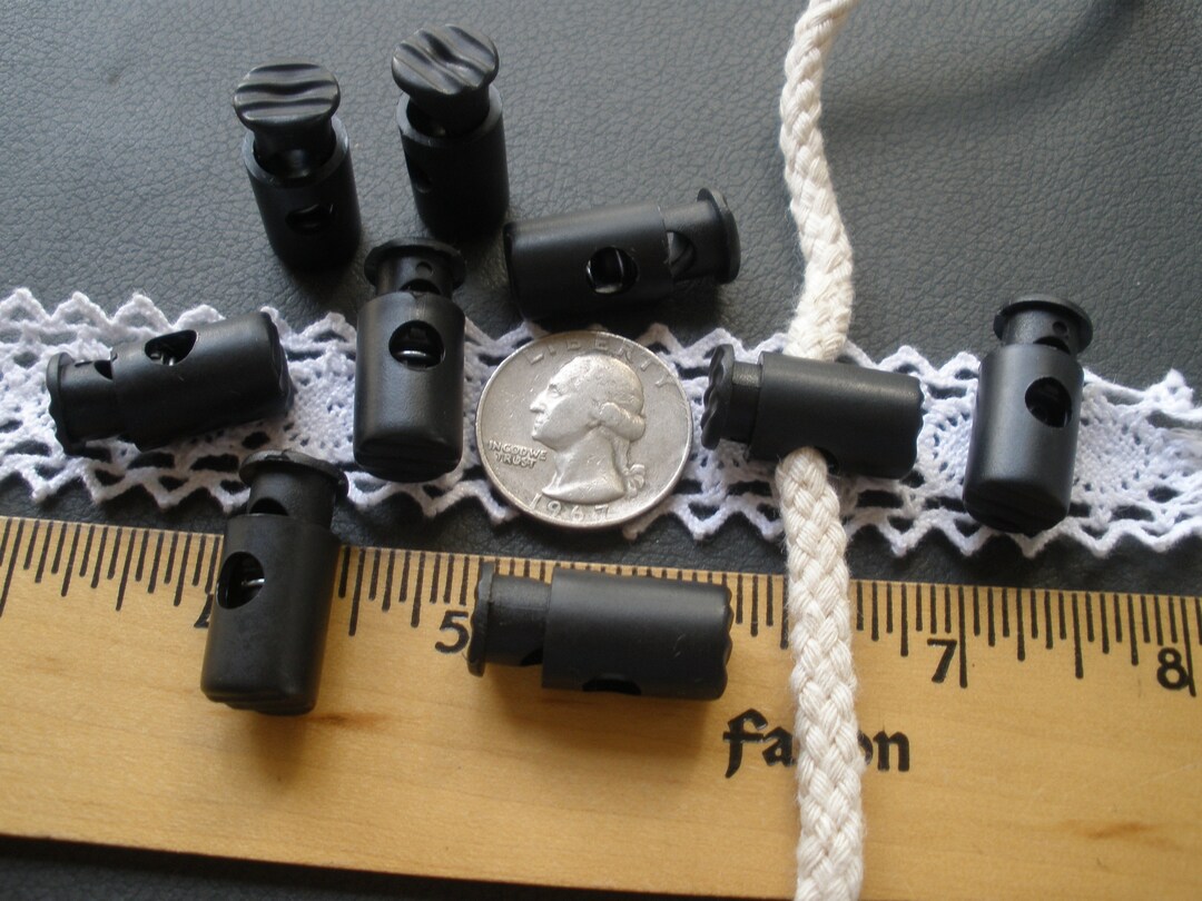 Cord Stops Black Round Cord Locks Barrel Toggles 25MM Hoodie Jacket ...