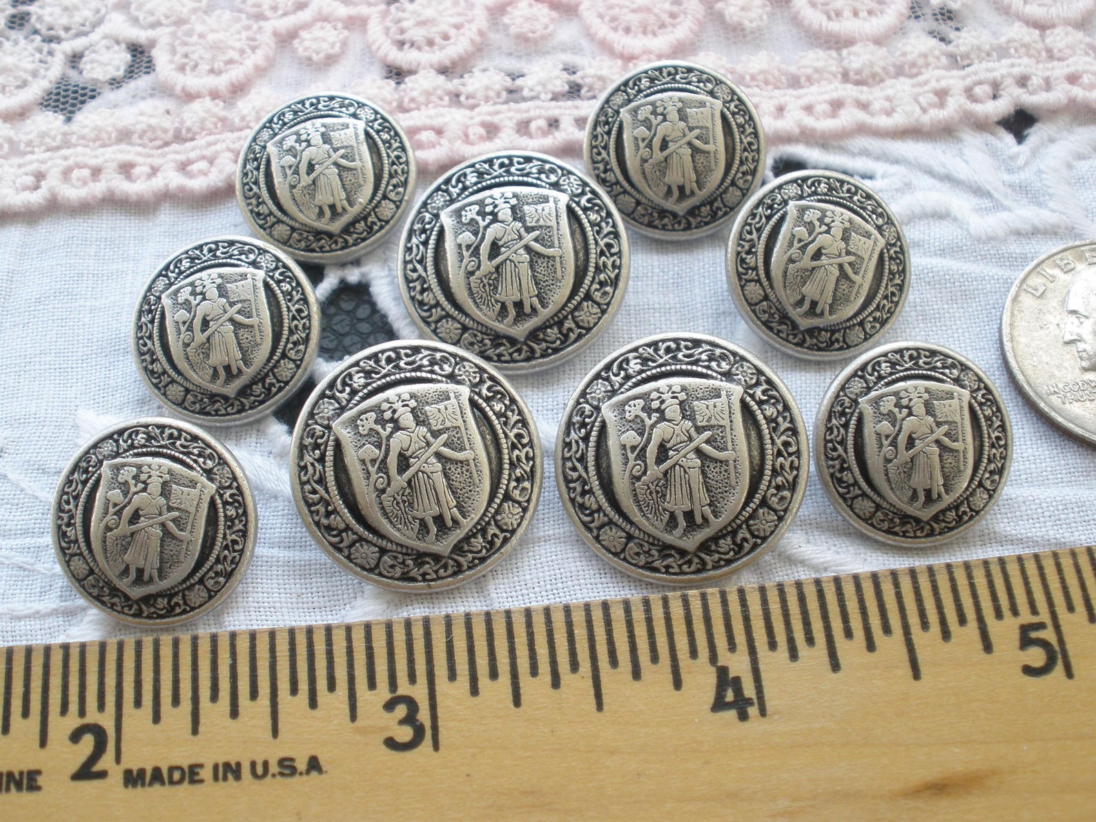 Medieval Knight Crest Antique Silver Tone Cast Metal Shank Blazer ...