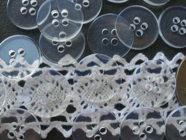 Crystal Clear Lead Free Buttons 15MM 23L 4-hole Plastic Sew on Costume ...