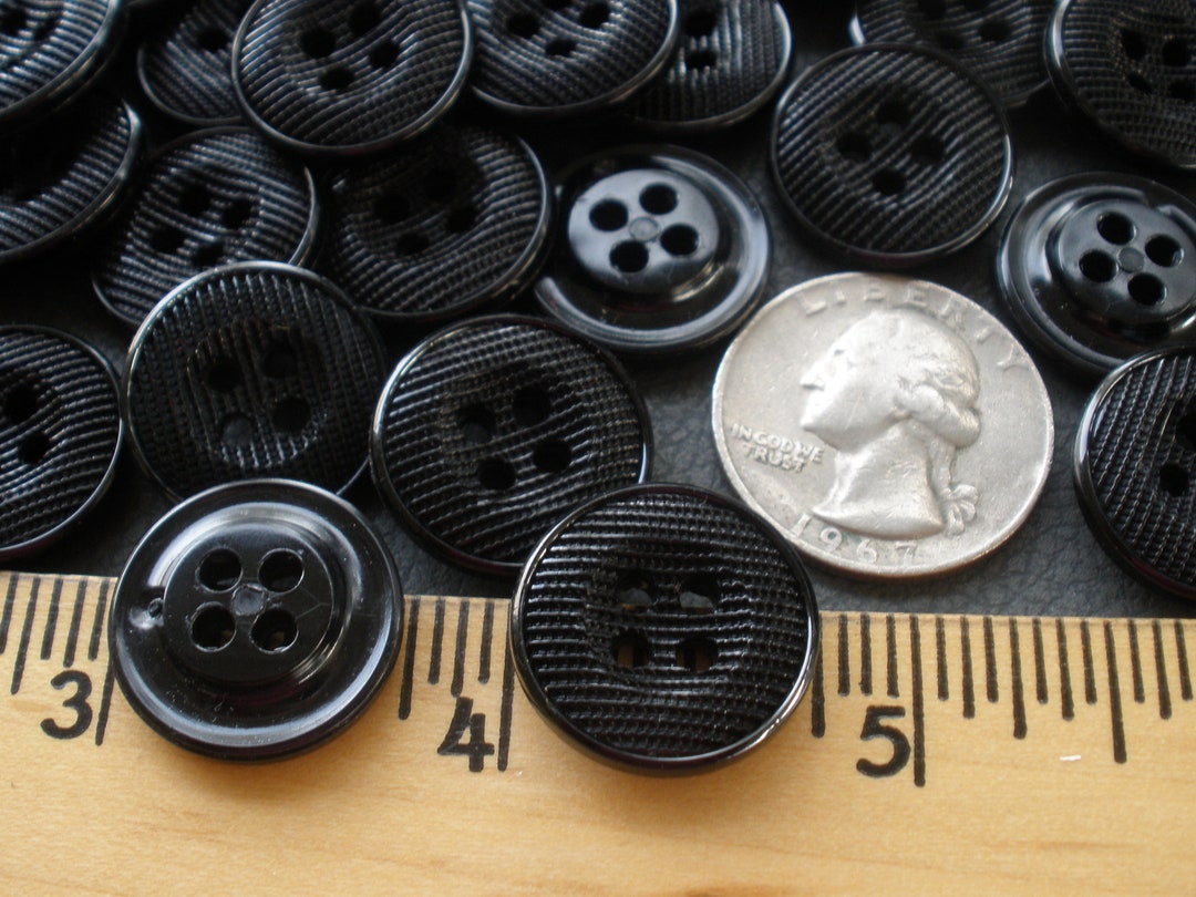 24 Textured Woven Pattern Black Plastic Buttons 3/4" (19MM 30L) 4-hole ...