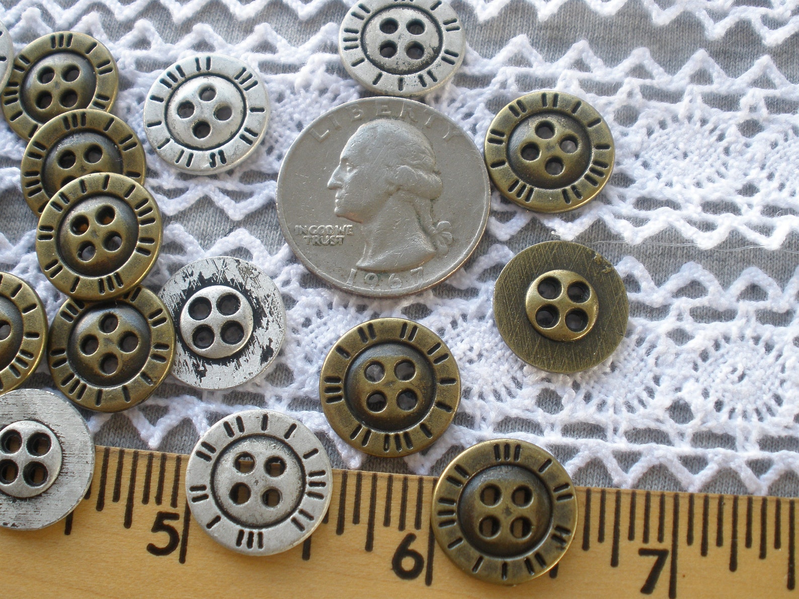 15MM Metal Shirt Buttons Bronze or Matte Antique Silver Pewter Color ...