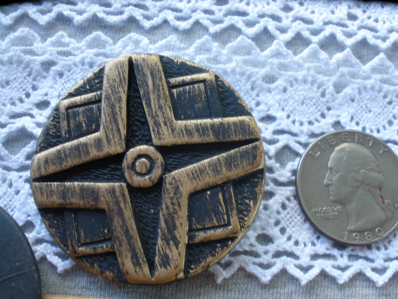 Tribal Mystical Extra Large Shank Button 44MM Gold & Black 1.75" Size ...