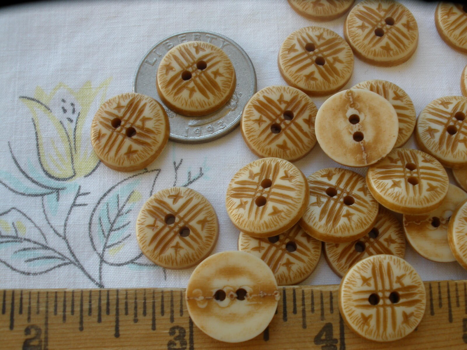 Faux bone tribal pattern Buttons 5/8 23L 15MM 2 hole sew | Etsy