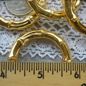 Hollow Gold Color Macrame Rings 1 7/8" Bamboo Shape Metallic Coated O ...