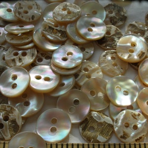 Champagne Beige Real Shell Buttons 7/16" 18L MOP Natural 11MM Sewing 2 ...