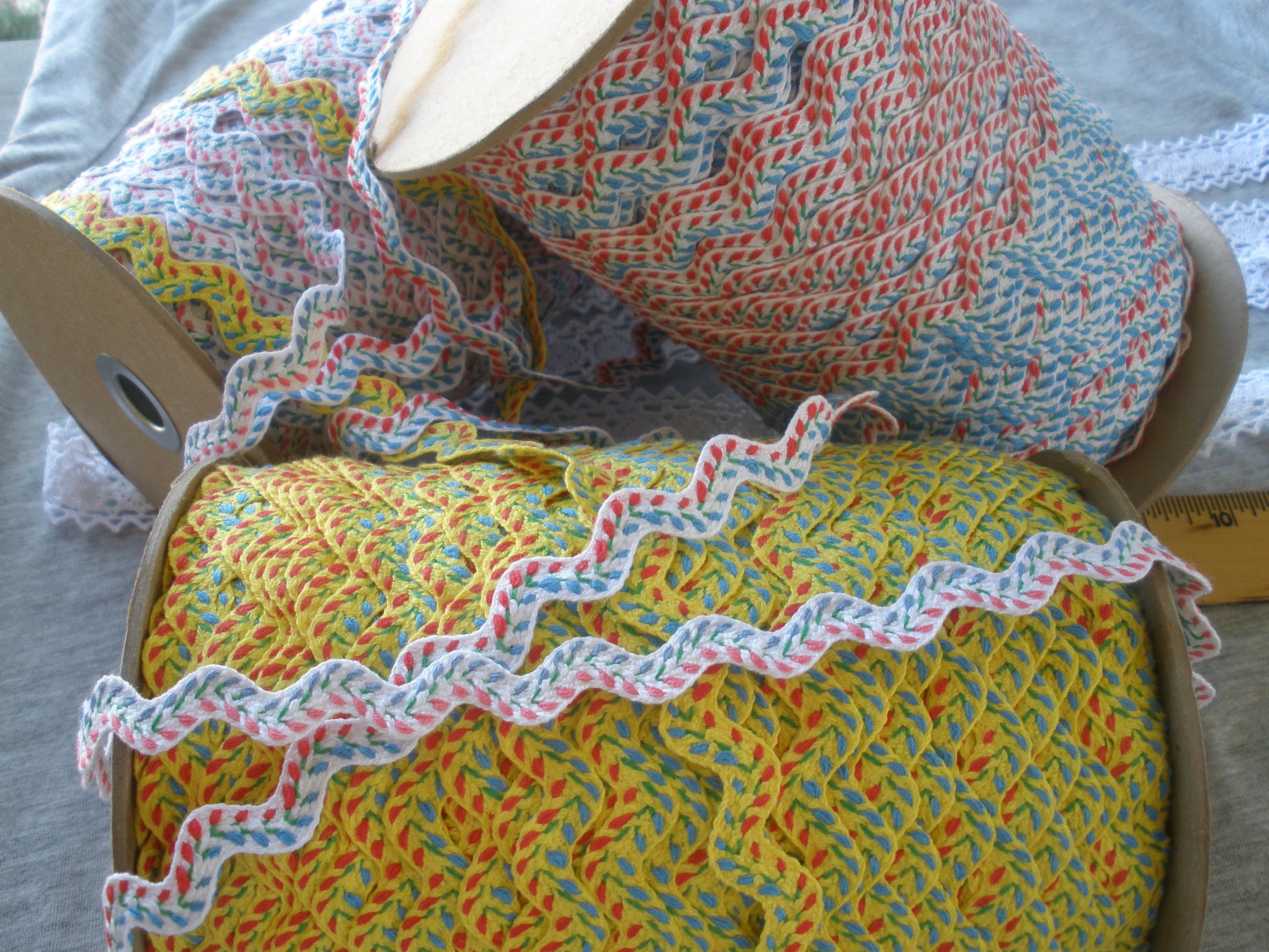 Whole spool 144 yards Embroidered Cotton Featherstitch Ric | Etsy