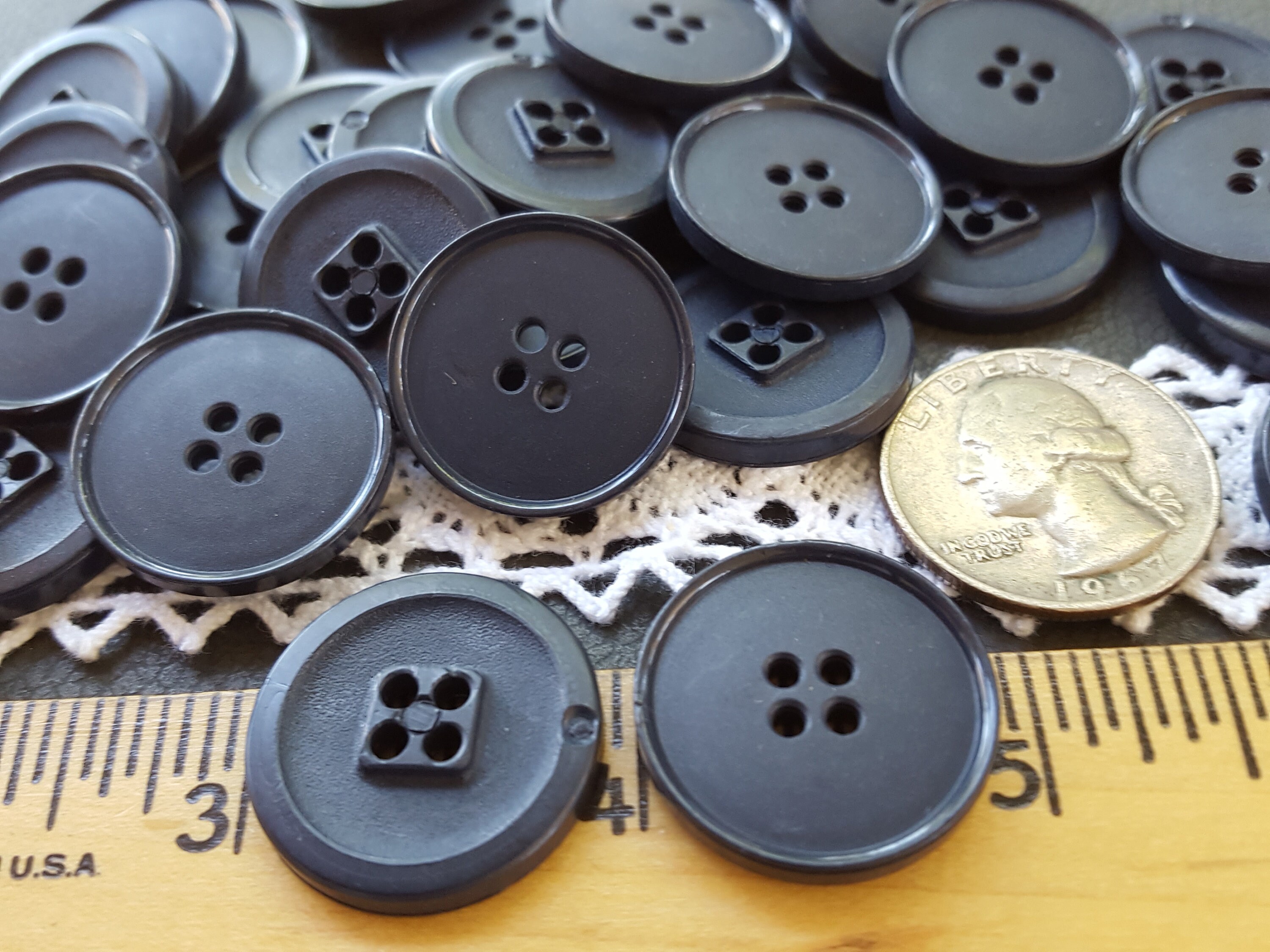 22MM Basic Blue Buttons Matte Plastic Shiny Rim 36L Ear Saver | Etsy