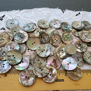 28MM Abalone Shell Buttons Natural 1 1/8 Inch 45L Pearly Rainbow MOP ...