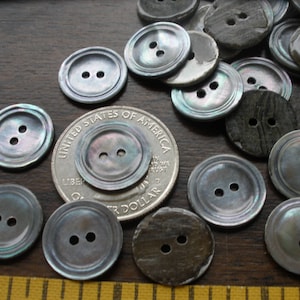 Vintage Gray Carved MOP Shirt Buttons Size 24L 15MM 2-hole Sew-on ...