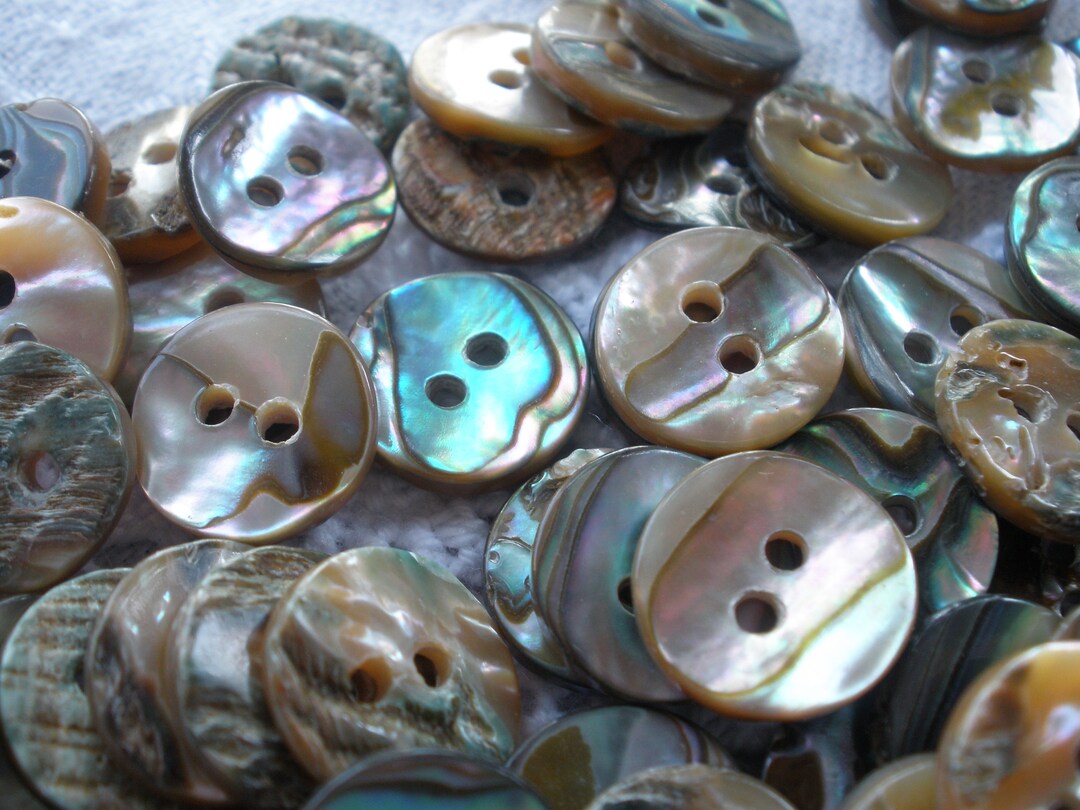 11MM Abalone Rainbow Real MOP Shell Buttons 18L 7/16" Smoke Pearl 2 ...