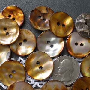Gold Tone Dyed MOP Shell Buttons 22MM 36L 7/8" Pearl 2 Hole Sew on 6 ...