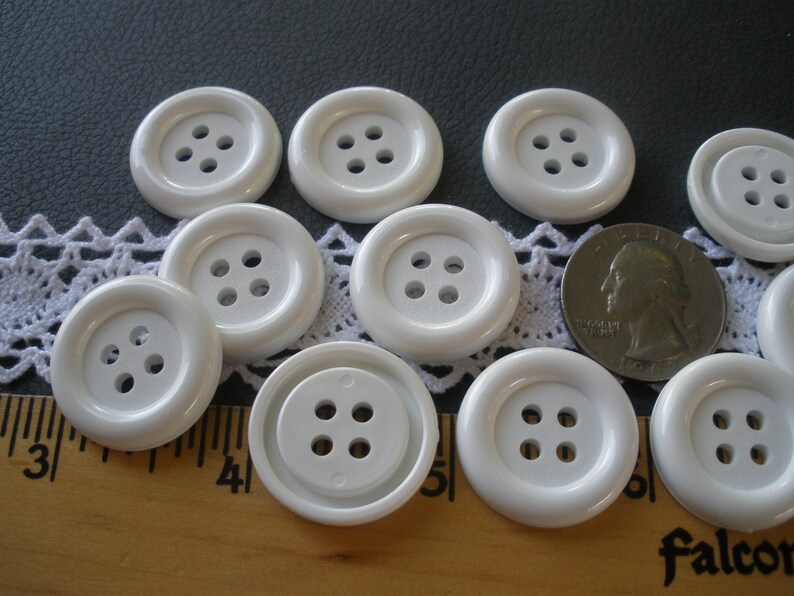 Basic White Plastic Shiny Rim Buttons 23MM 36L Matte Textured - Etsy