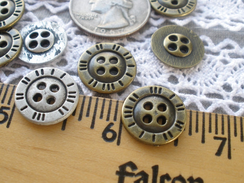 15MM Metal Shirt Buttons Bronze or Matte Antique Silver Pewter Color ...