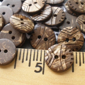 Carved Tribal Southwestern Pattern Coconut Shell Buttons 13MM 20L 1/2" Knit Crochet Embellish ...